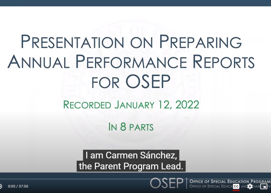 Webinar | Preparing Annual Reports for OSEP 2022 - Center for Parent ...