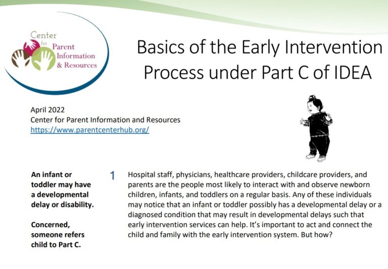 Basic Steps of the Early Intervention Process - Center for Parent Information and Resources